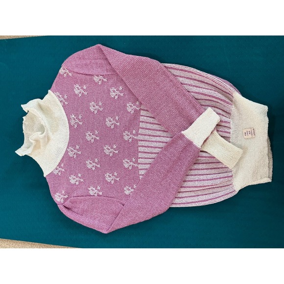 Sweaters | Vintage Demure Large Pink White Metallic Knit Turtleneck ...